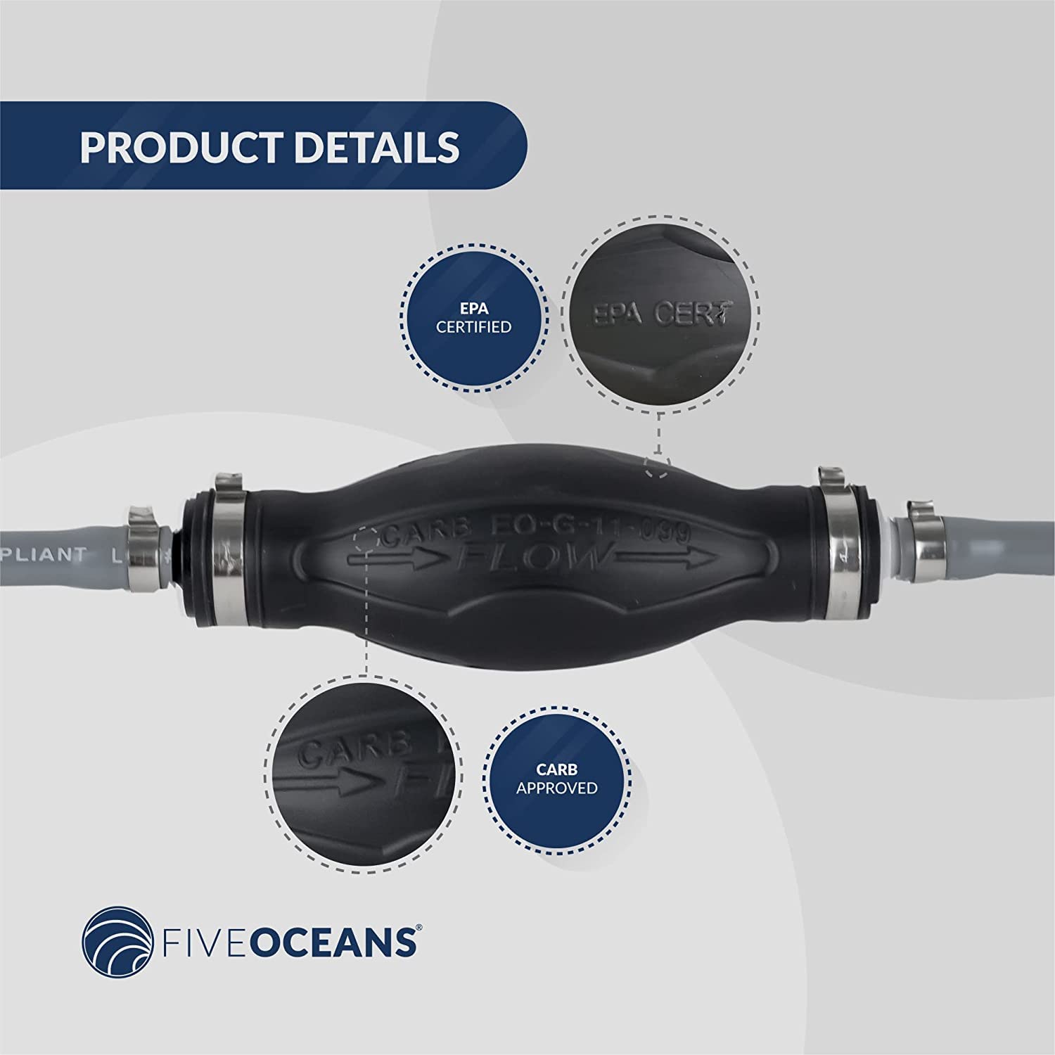 Snapklik.com : Five Oceans 5/16-Inch Boat Fuel Line, 6-Foot Long ...