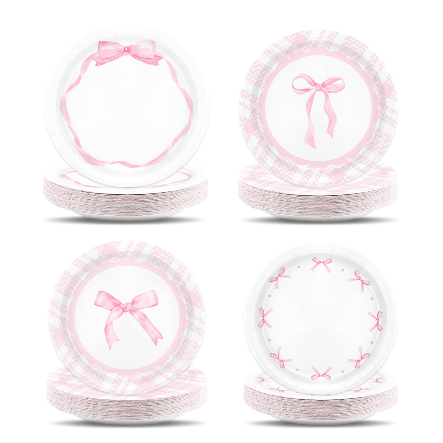 Amazon.com: LANGASQUE Bow Party Decorations Tableware, 48Pcs Coquette ...