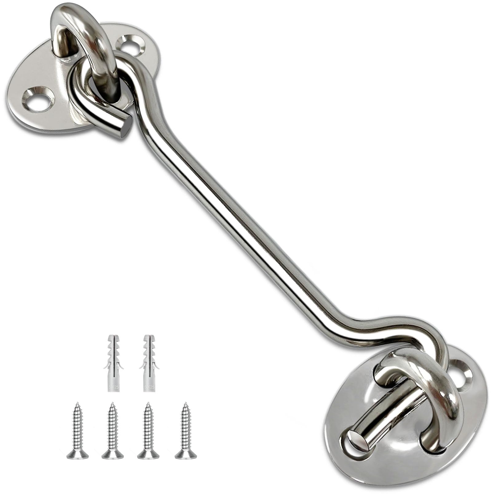 TOPYWMSP Hook and Eye Latch 1Pcs 6 Inch Stainless Steel Cabin Hook for ...