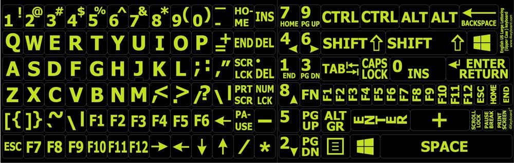 Amazon.com: 2PCS English Keyboard Stickers Replacement Letters, Full ...