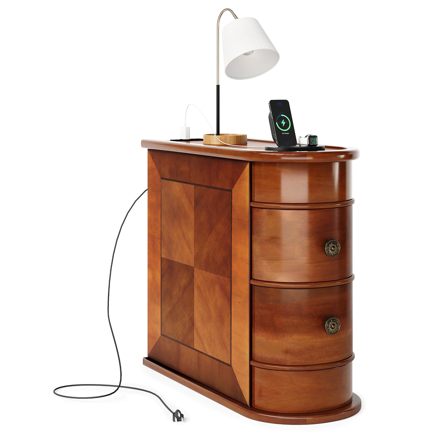 Amazon.com: LITTLE TREE End Table with Charging Station, No Assembly ...
