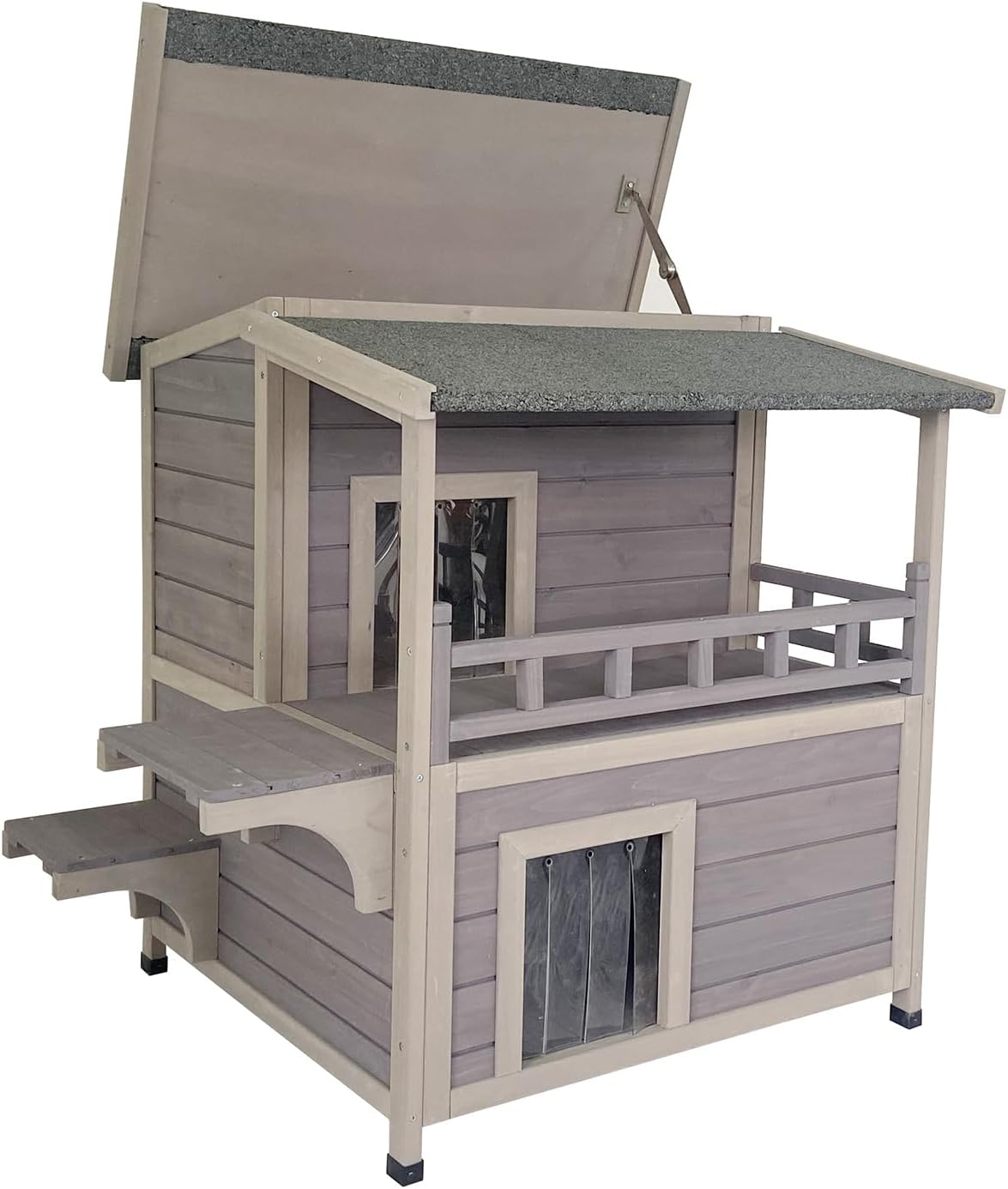 Flyline Outdoor Cat Terrace House Enclosure Cage with Large Balcony ...