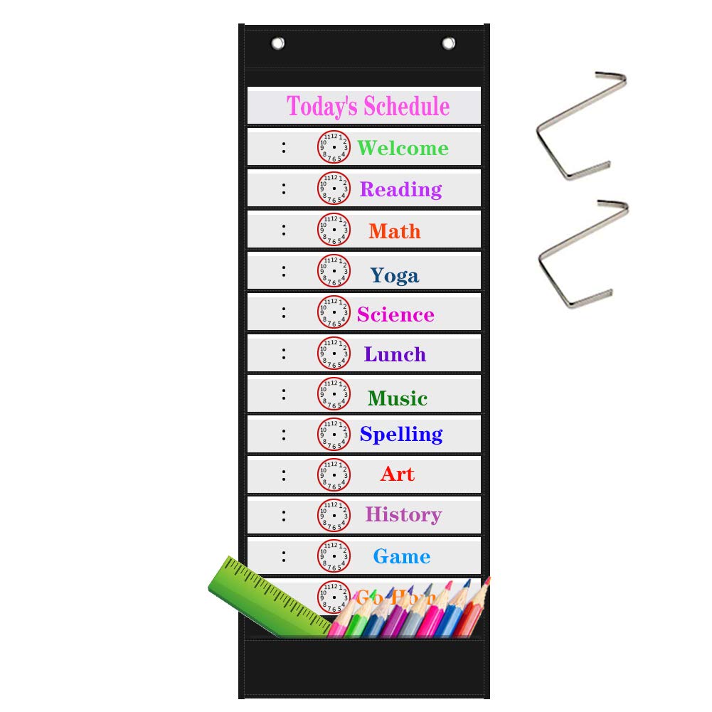 Buy Headif Daily Schedule Pocket Chart, School Supplies Classroom ...