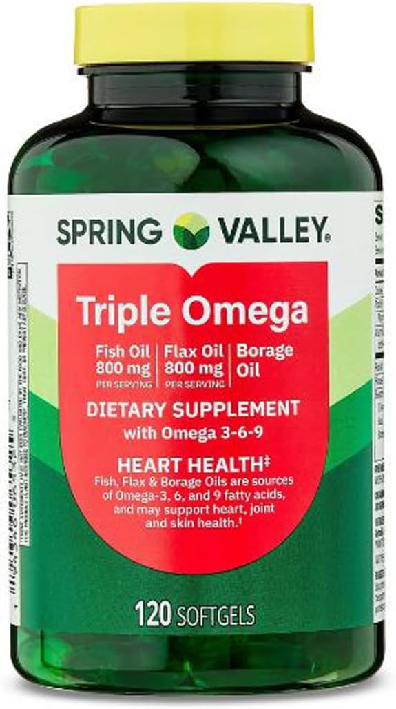 Amazon.com: H4U Spring Valley Triple Omega, Fish Oil 800mg, Flax Oil ...