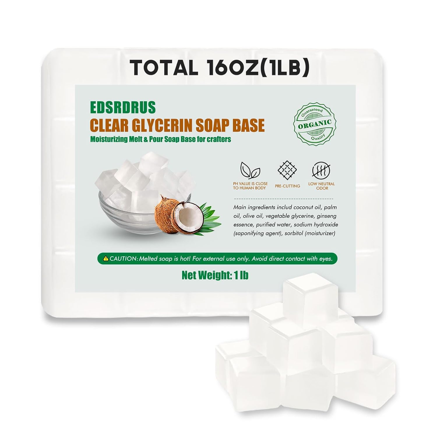 Amazon.com: EDSRDRUS 1LB Unscented Glycerin Soap Base DIY Handmade Soap ...