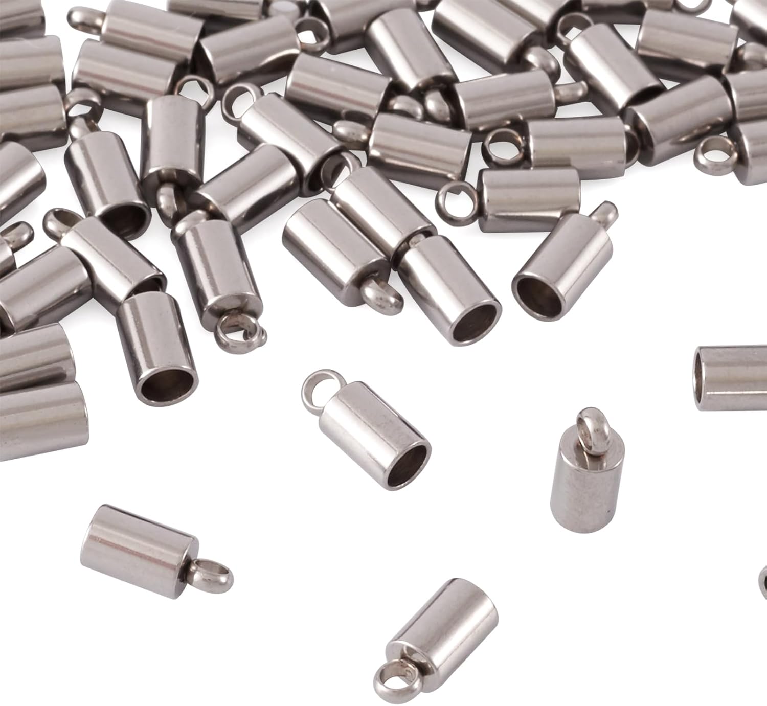 Amazon.com: Craftdady 100Pcs Stainless Steel Glue in Column Cord End ...