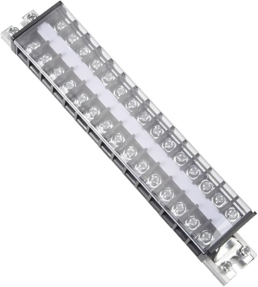 uxcell Barrier Terminal Strip Block 660V 30A Dual Rows 10P Rail Base ...
