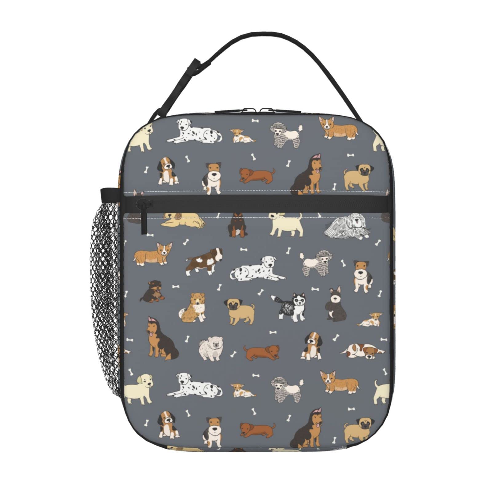 Amazon.com: Oplp Cute Dogs Lunch Bag Puppy Pets Grey Background Lunch ...