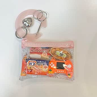 Amazon.co.jp: Gacha Filled Pouch, Orange, Clear Pouch with Carabiner ...