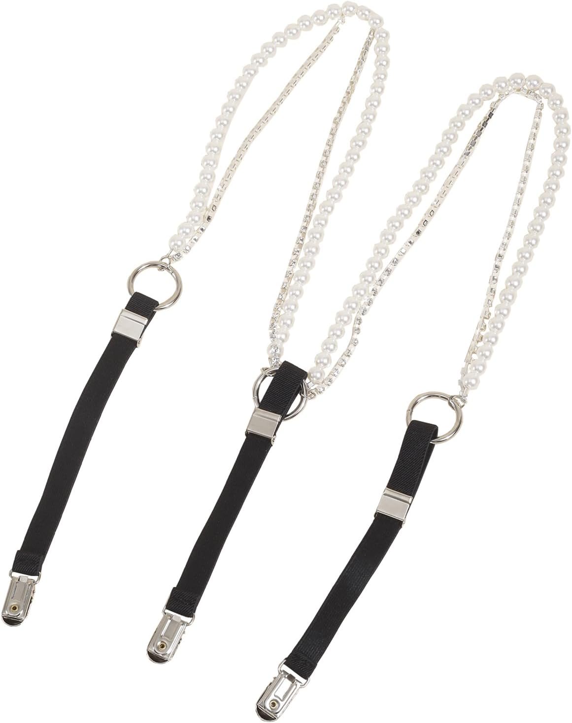Amazon.com: LEYILE Pearl Suspenders For Skirt Pants Adjustable Elastic ...