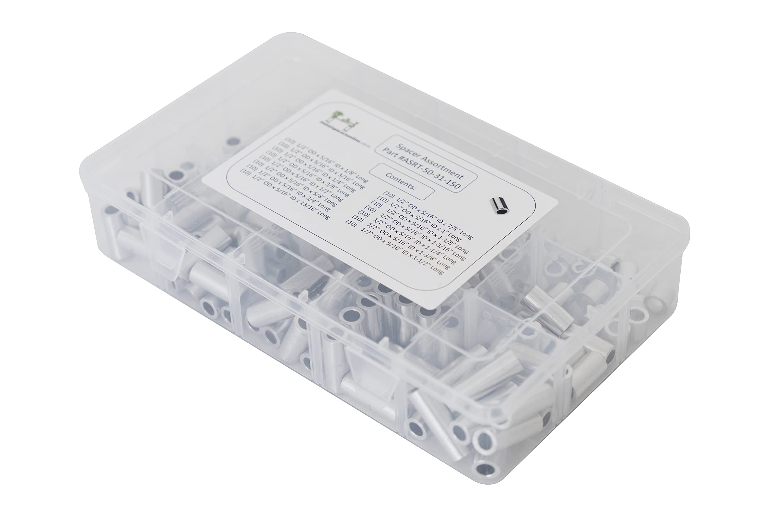 Aluminum Spacer Standoff Bushing Assortment Kit 1/2" OD x 5/16" ID (150 ...