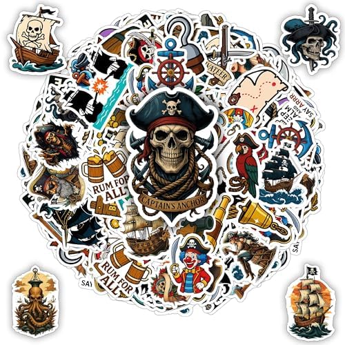 Amazon.com: BETANAS 100 PCS Pirate Stickers Pack – Funny Adventure ...