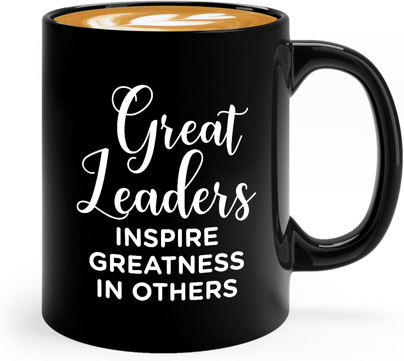 Bubble Hugs Leadership Mug 11oz Black Great Leaders Inspire Greatness ...