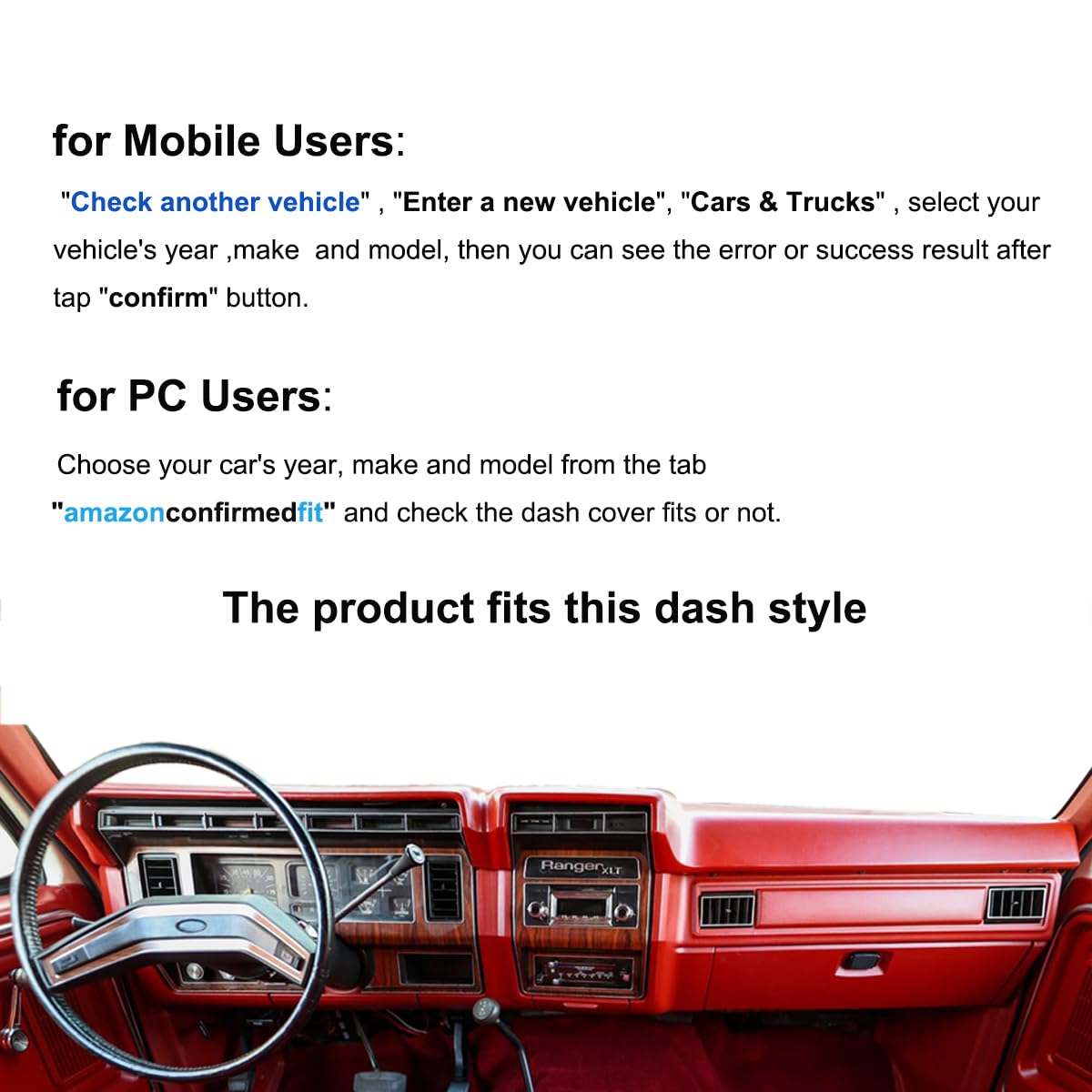 Snapklik.com : Yiz Dash Cover Mat Custom Fit For Ford F100 F150 F250 ...