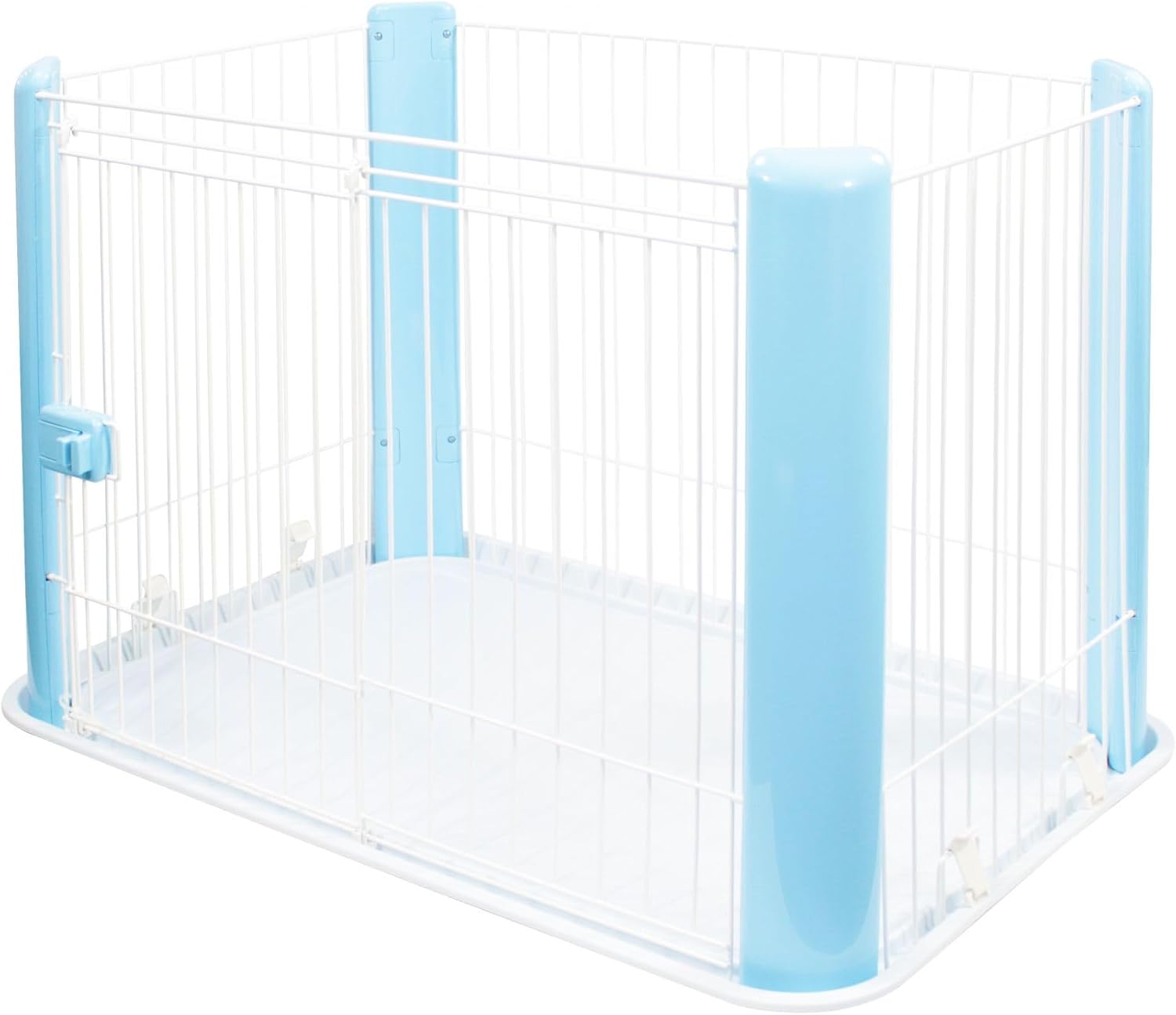 Iris Ohyama Dog Pen with Lockable Door, H60cm, Blue, Dog Cage, Plastic ...