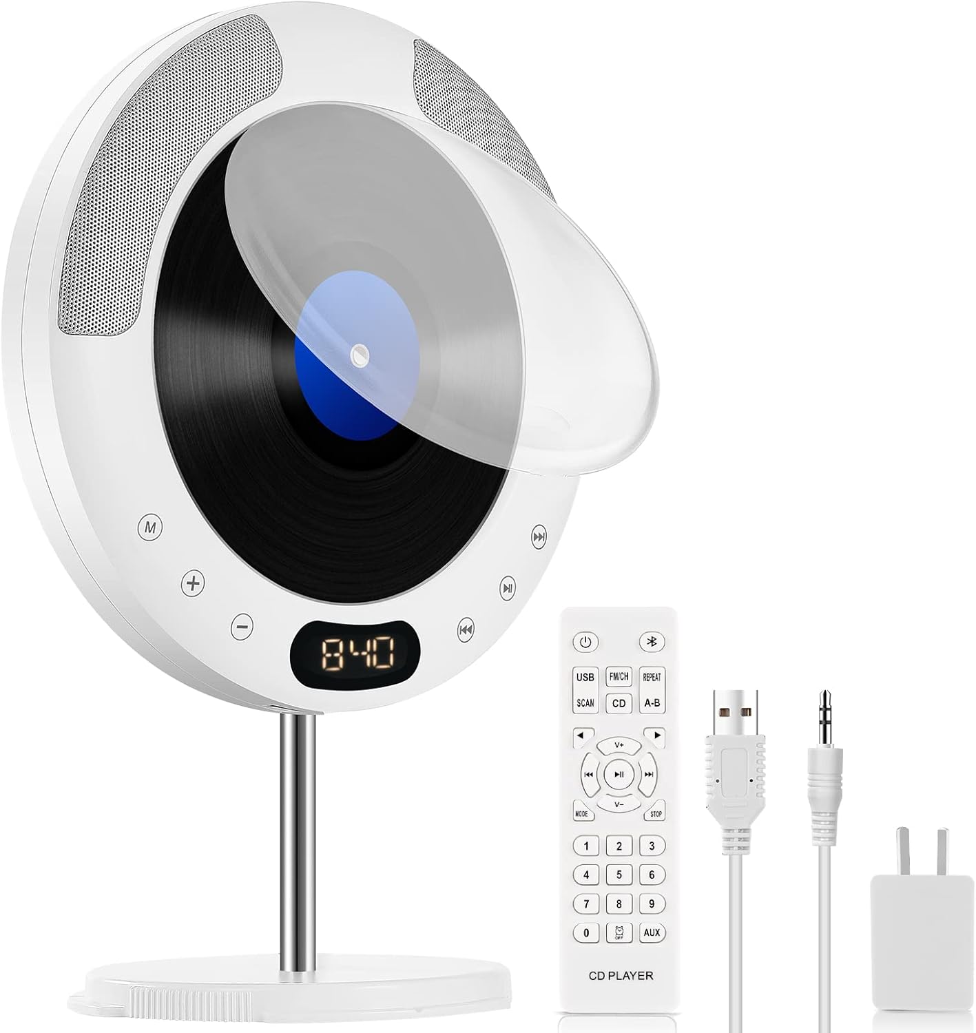 Circular CD Player with Bluetooth 5.0 Support USB/AUX,Wall Mountable CD ...