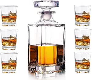 First to act tactical Whiskey Decanter Glasses Set Lead-Free Crystal ...
