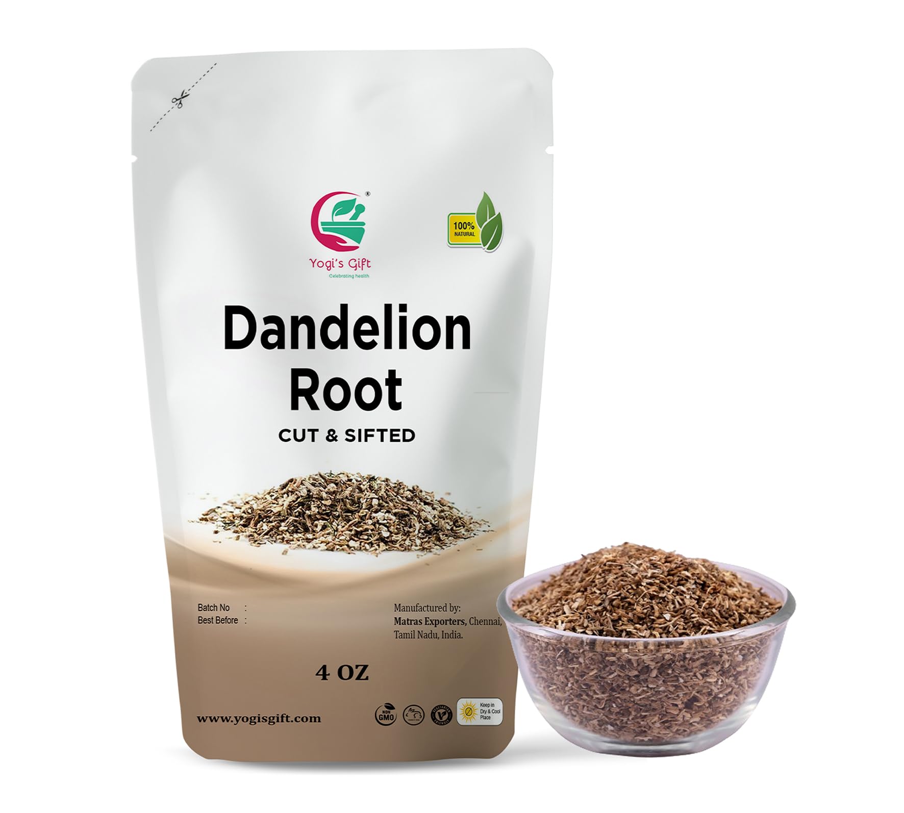 Amazon.com : Dandelion Root 4 oz | Cut and Sifted Loose Root | by Yogi ...