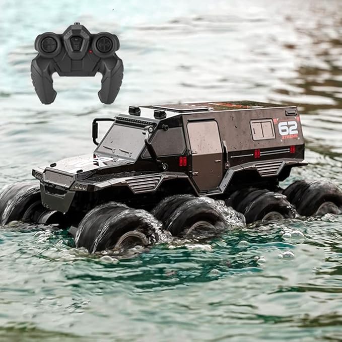 Amazon.co.jp: ホビーグレードの水陸両用リモートコントロールカー、8WD 高速 15 Km/h 全地形電動おもちゃオフロード RC ...
