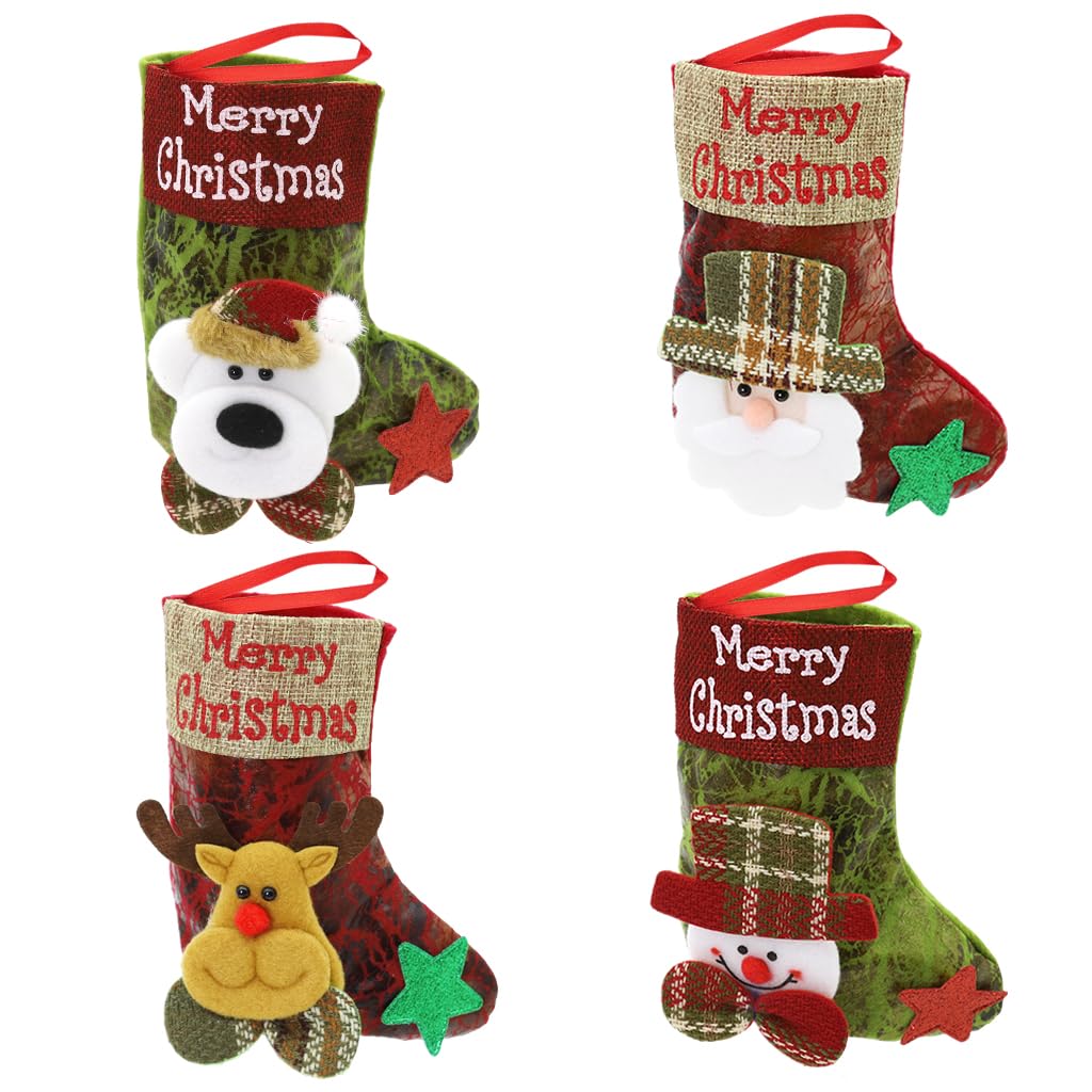 Buy HASTHIP® 4Pcs Christmas Stockings Cute Santa, Reindeer, Bear ...