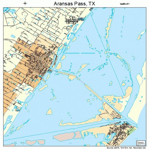 Large Street & Road Map of Aransas Pass, Texas TX - Printed poster size ...
