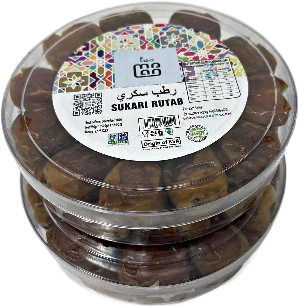 Amazon.com: MAAN 2 Pack of Sukary Rutub Fresh Dates (500g X 2) Premium ...