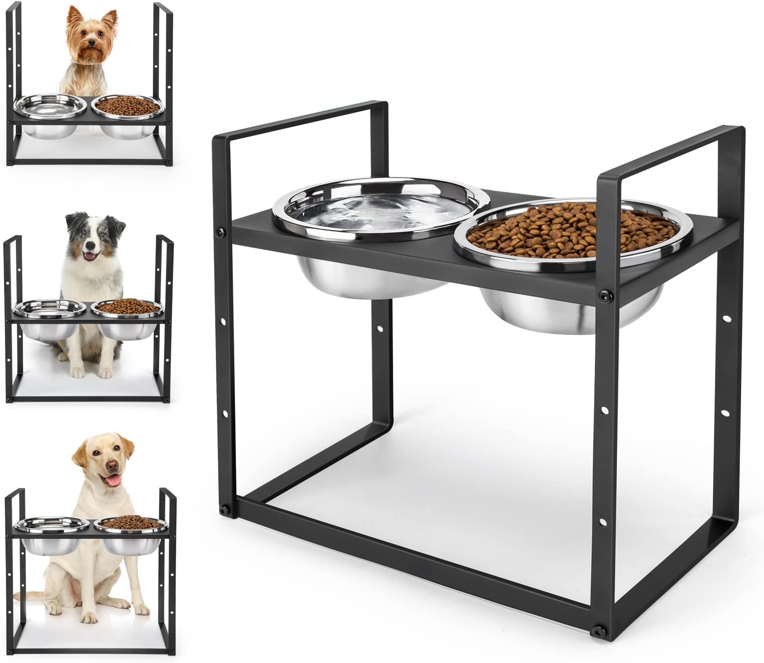 Pet Supplies : Megeo Elevated Raised Dog Bowl Stand Adjustable 3 ...