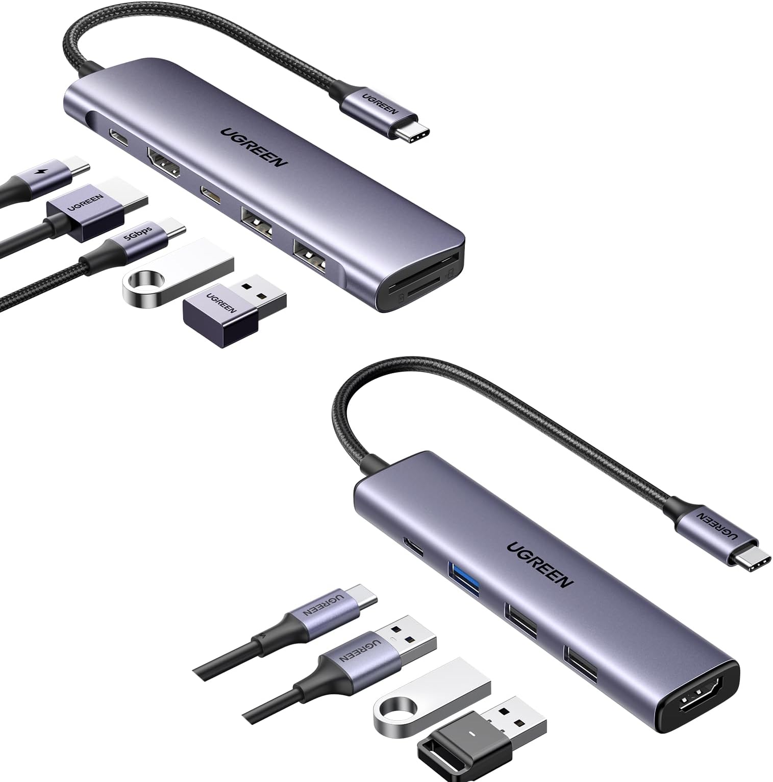 Amazon.com: UGREEN Revodok 7 in 1 USB C Hub Bundle with Revodok 5 in1 ...