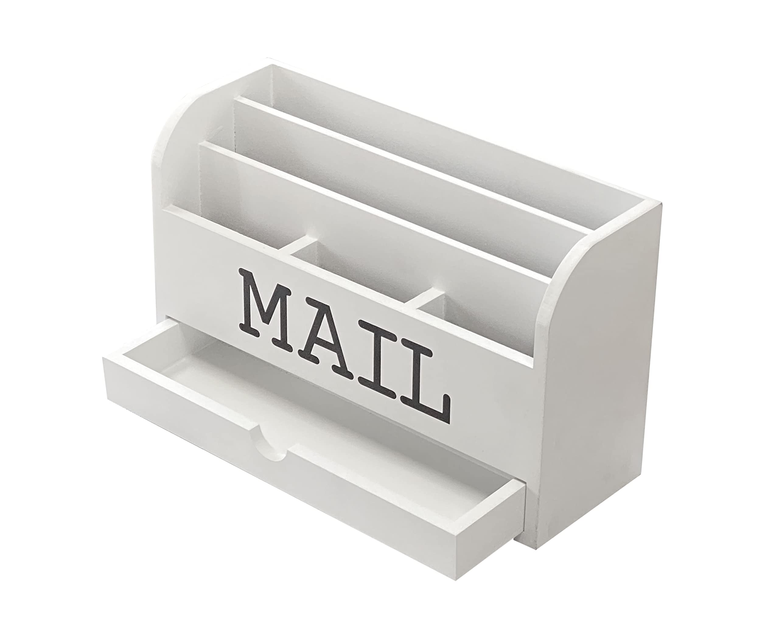 Cregugua White Desk Organizer Wooden Mail Storage box for tabletop ...