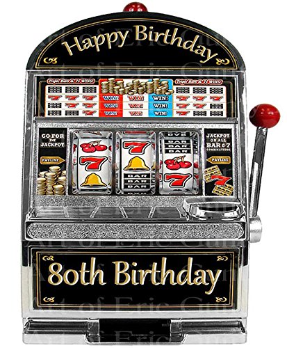 Amazon.com: 8" Round - Las Vegas Happy 80th Birthday Slot Machine ...