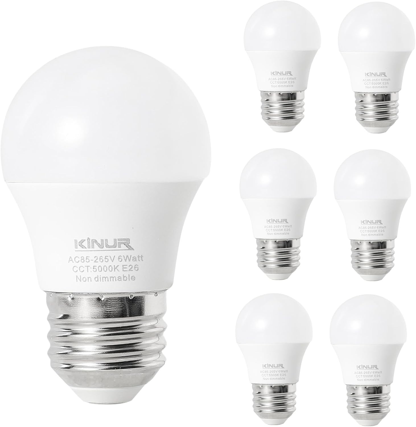 KINUR Small LED Ceiling Fan Light Bulbs, 6 watt A15 led Bulb E26 ...