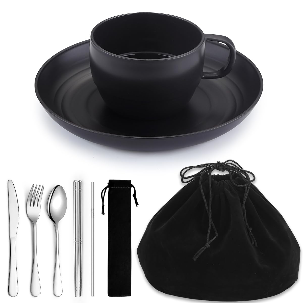 Amazon.com: Camping Essentials Set, HOMQUEN Camping Plates and Bowls ...