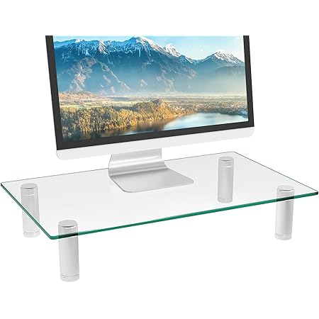 Amazon.com: SimpleHouseware Computer Monitor Riser with Drawer, Glass ...