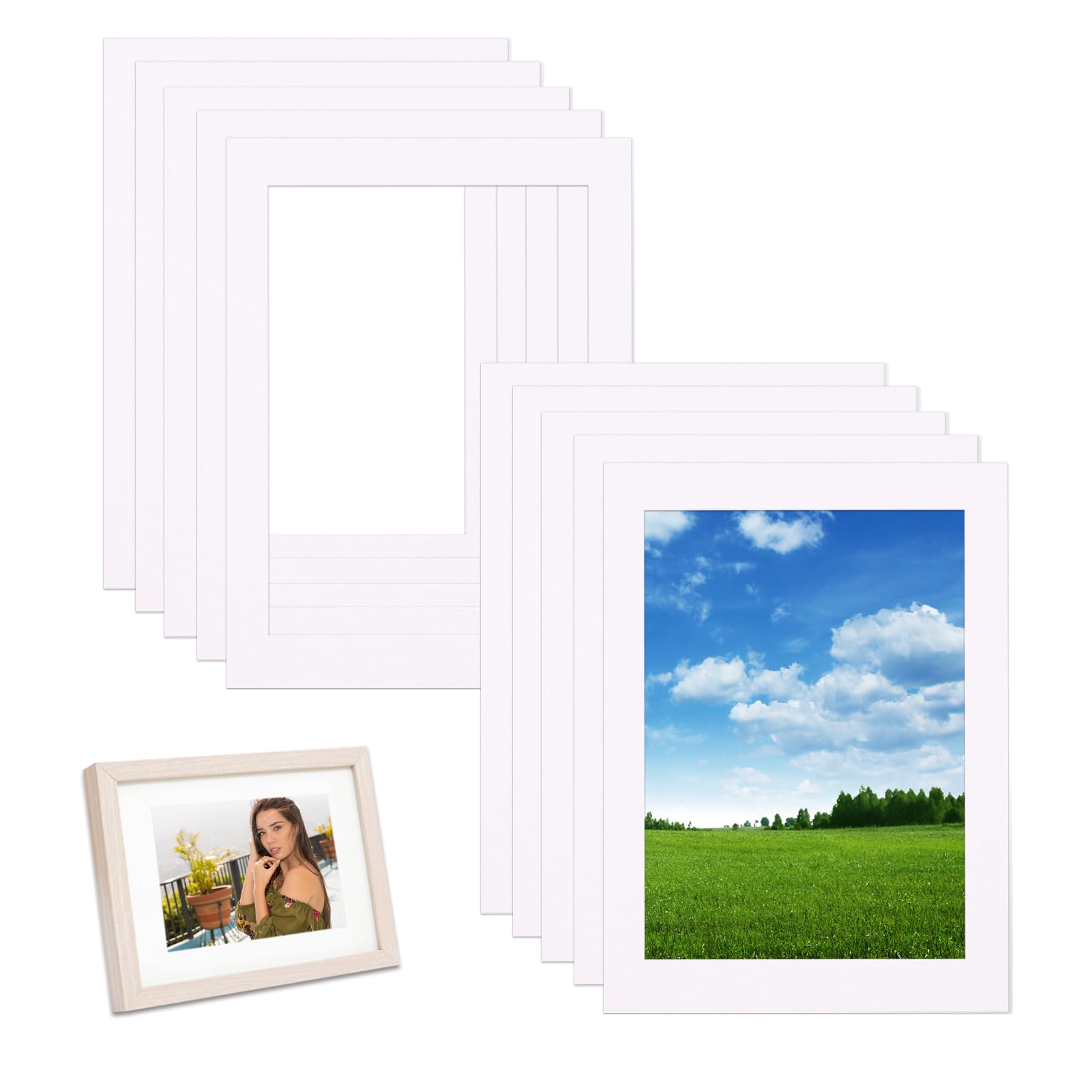 10Pcs Picture Mounts,A4 White Image Photo Frames Inside Aperture Card ...