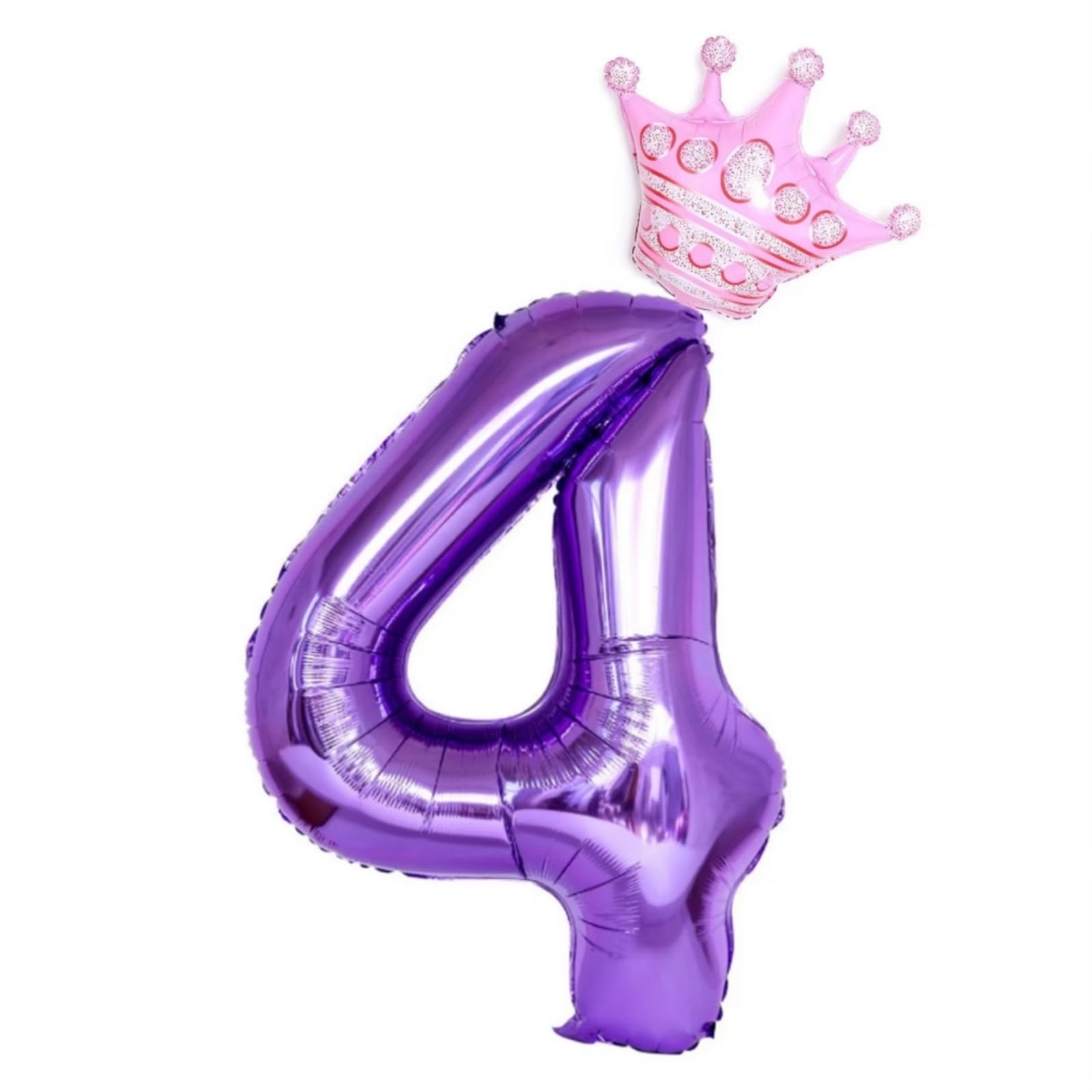 Amazon.com: 40 Inch Purple Number 4 Balloons With Crown, 4th Birthday ...