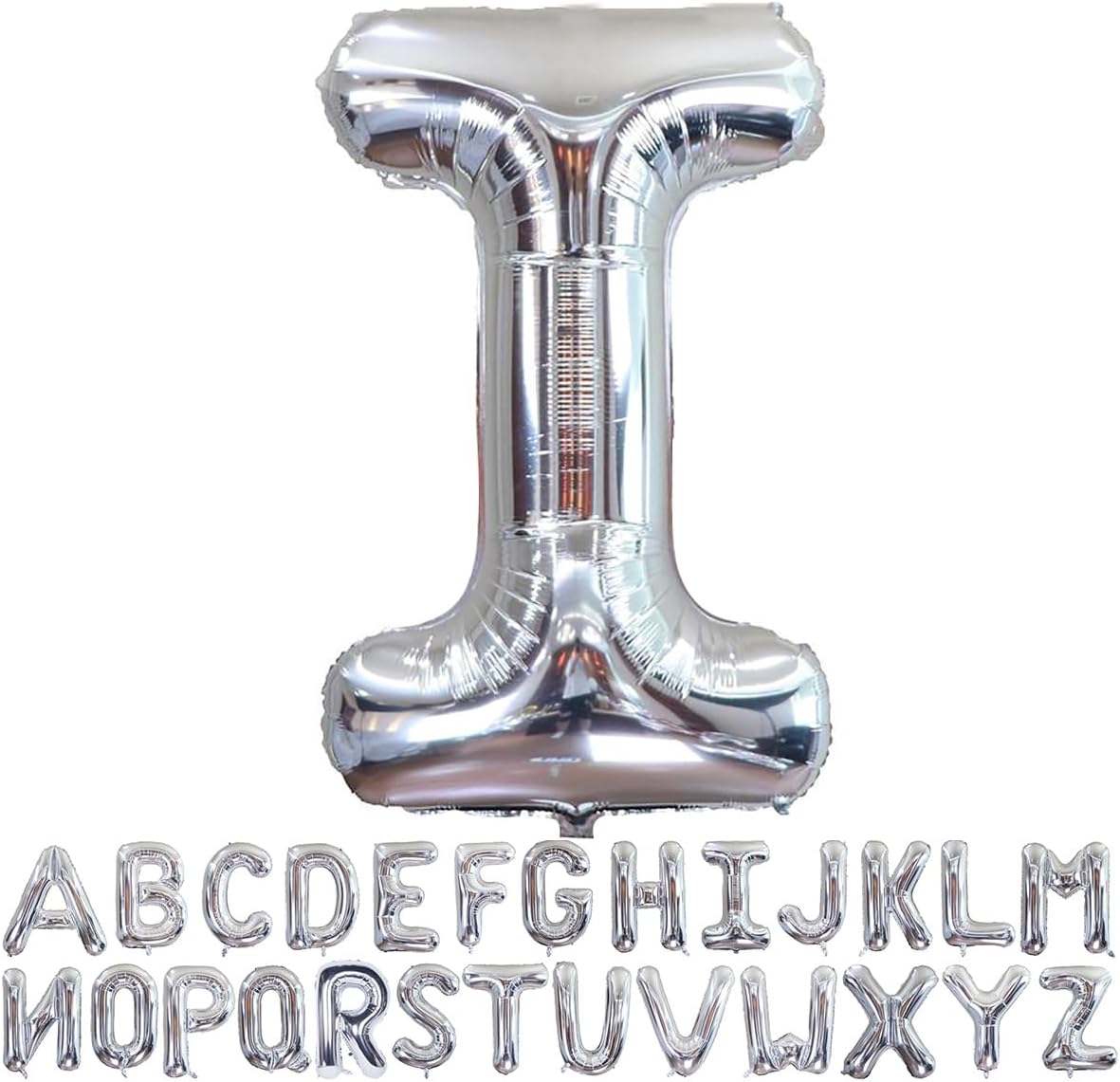 Amazon.com: Silver Letter I Balloons 40 inch Large Alphabet I Balloons ...