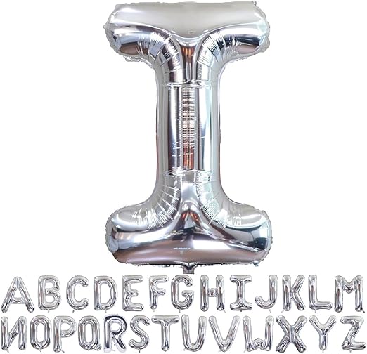 Amazon.com: Silver Letter I Balloons 40 inch Large Alphabet I Balloons ...