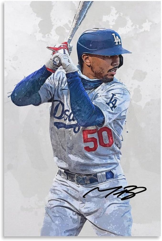 Amazon.com: Baseball Star Mookie Betts Signed Poster Watercolor Art ...