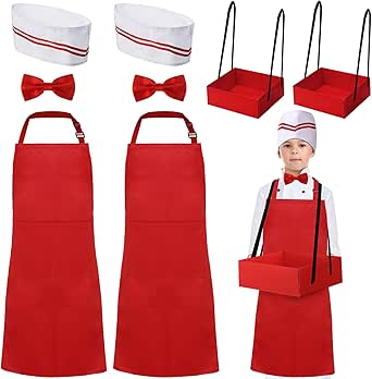 Amazon.com: SATINIOR 8 Pcs Kids Waiter Costume Kit Soda Jerk Circus ...