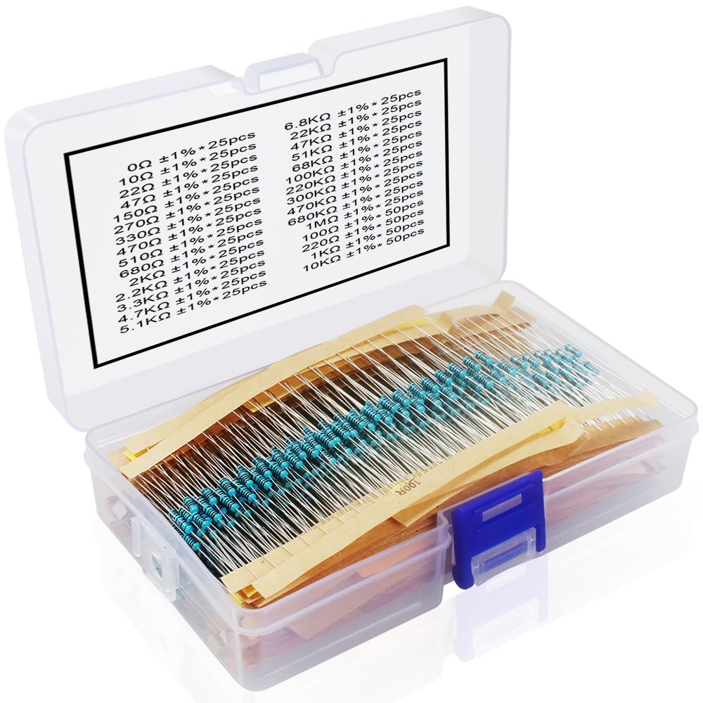 850 Pieces 30 Values Resistor Kit, 1% Assorted Resistors 0 Ohm-1M Ohm 1 ...