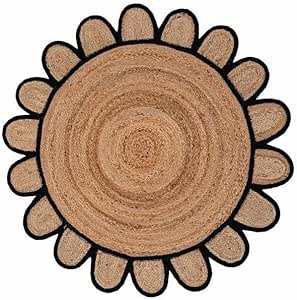 Amazon.com: 2x2 Ft Feet Natural Jute Scallop Round Rug, Scalloped ...
