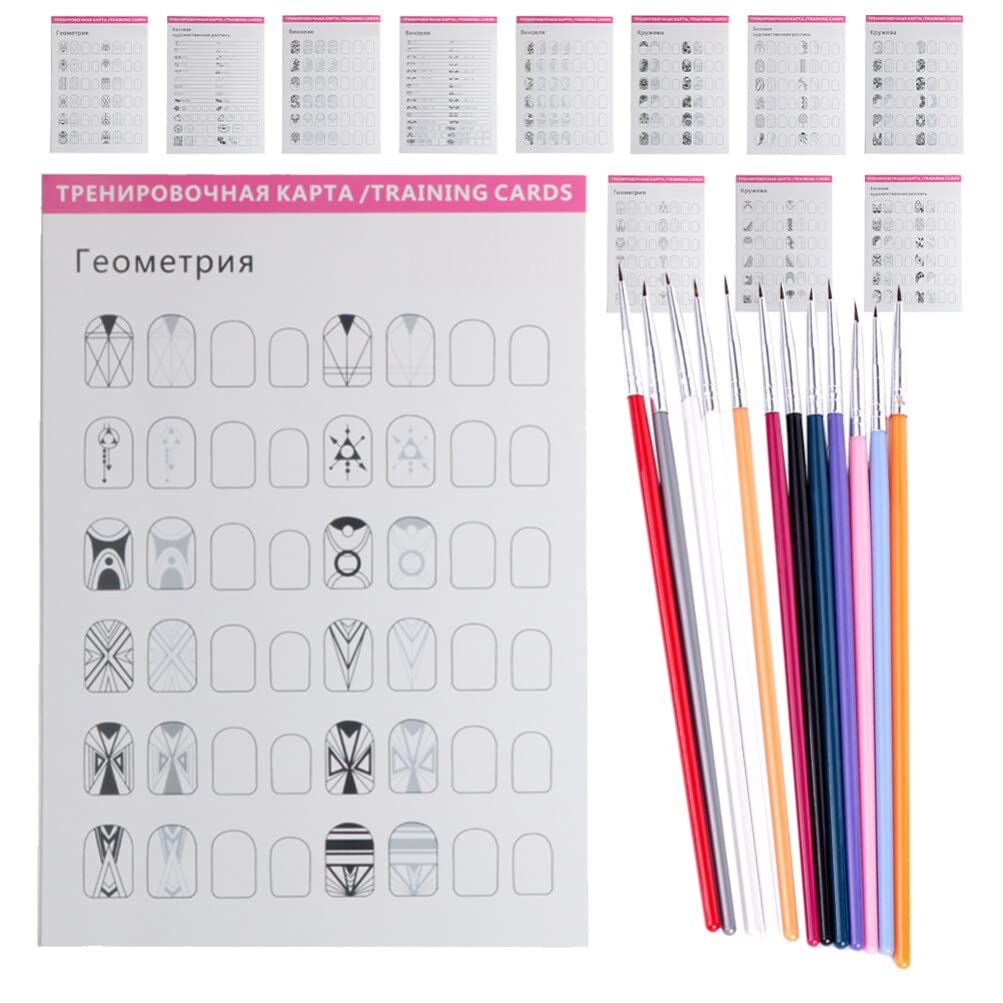 Amazon.com: FOMIYES Acrylic Nail Nail Art Practice Sheet Includes Nail ...