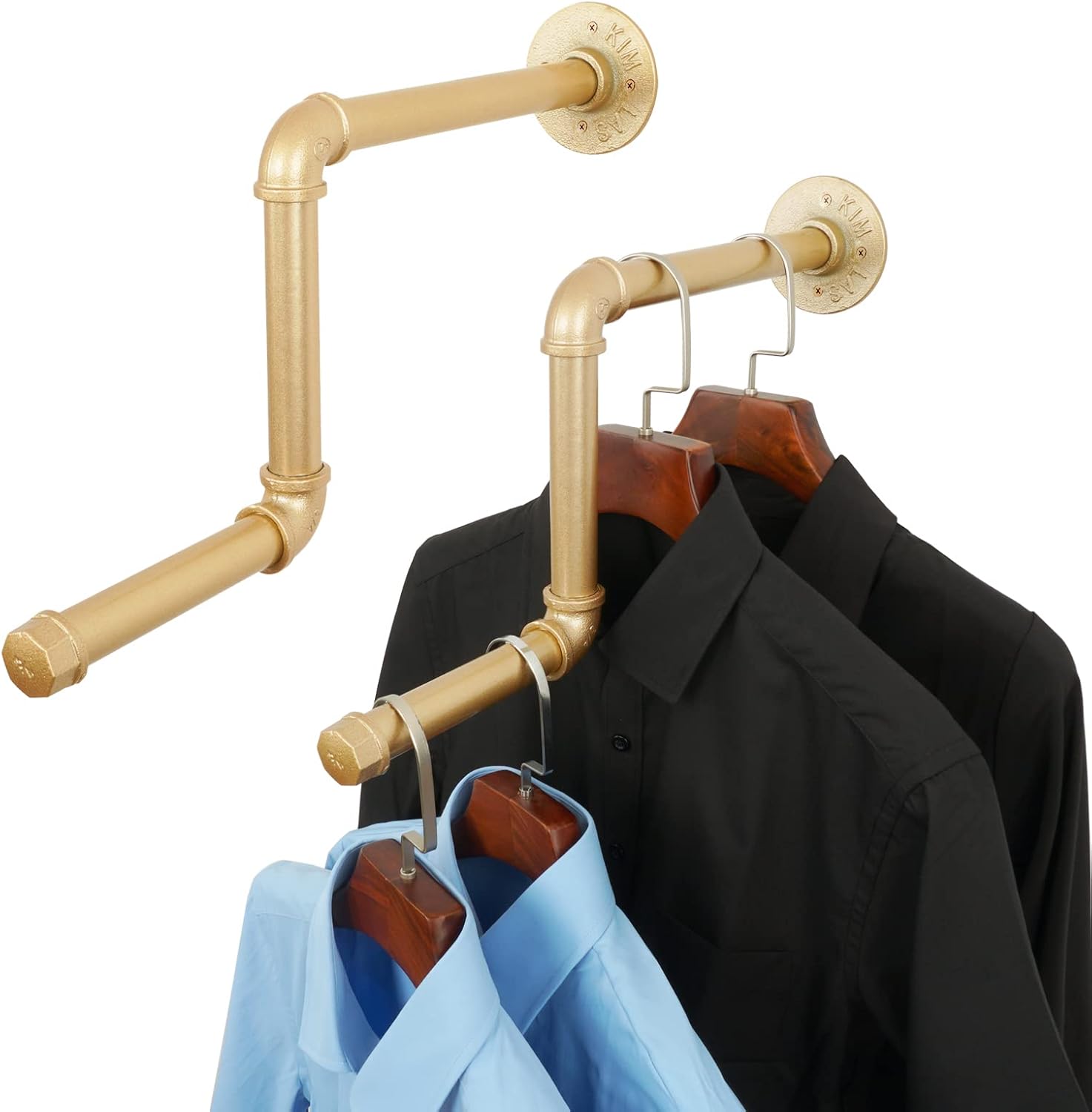 Amazon.com: AddGrace Gold Industrial Pipe Clothing Rack 2 Pack Wall ...