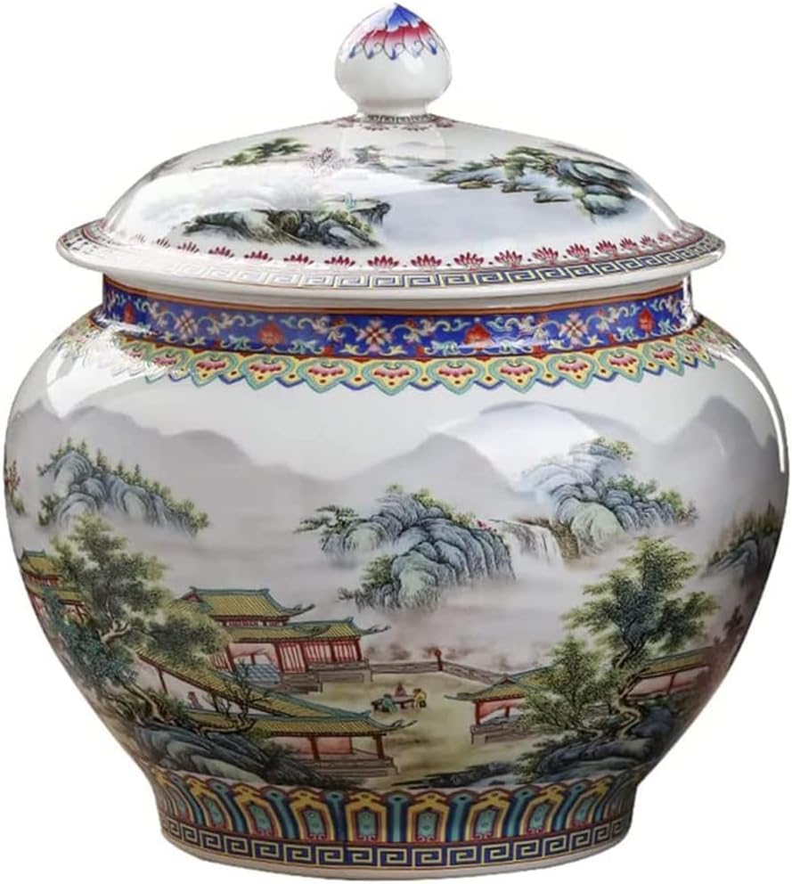 Amazon.com: ZHOUXIAO Vintage Ceramic Ginger Jar with Lid, Chinese ...