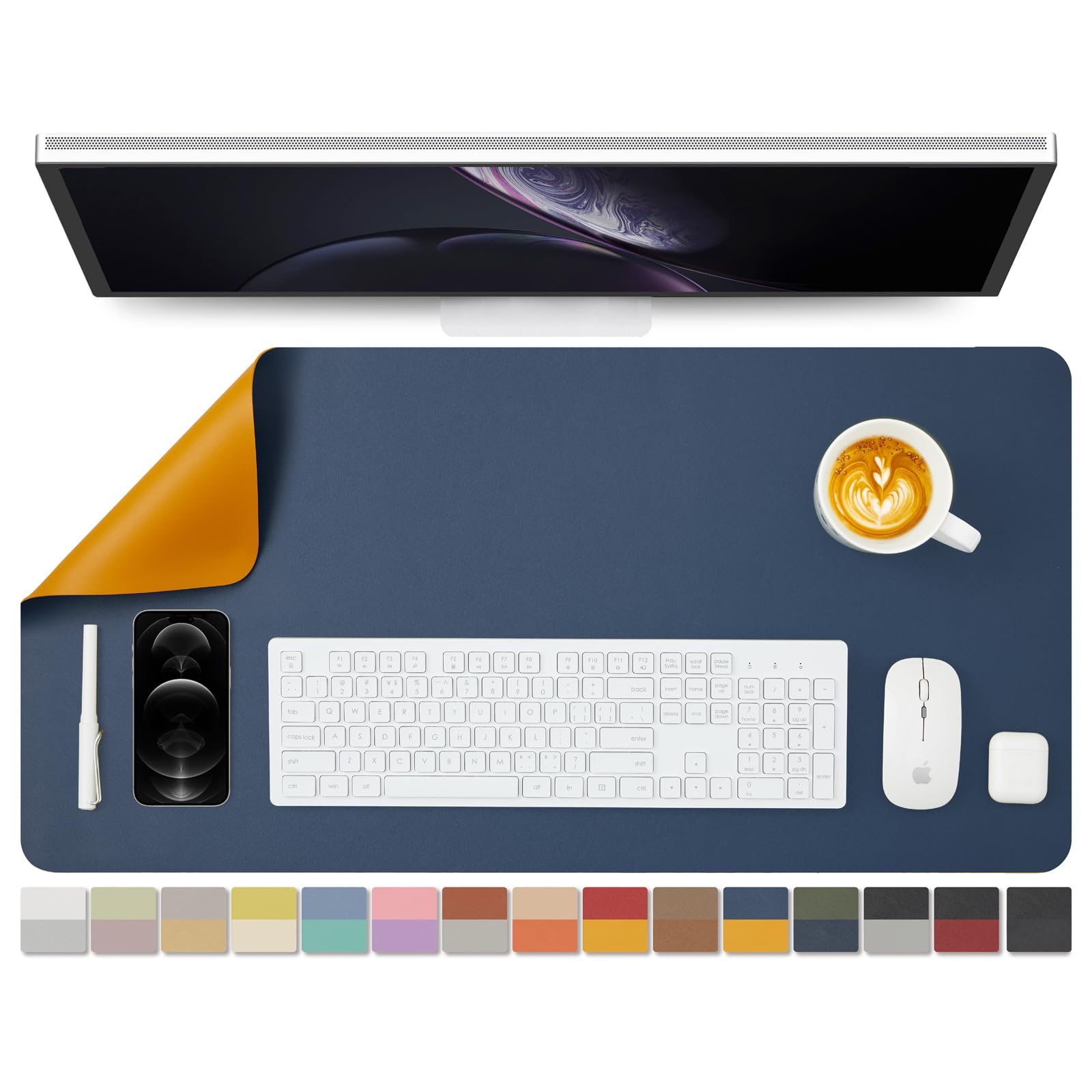 Amazon.com: Dual Sided Leather Desk Mat - Waterproof Desk Pad for ...