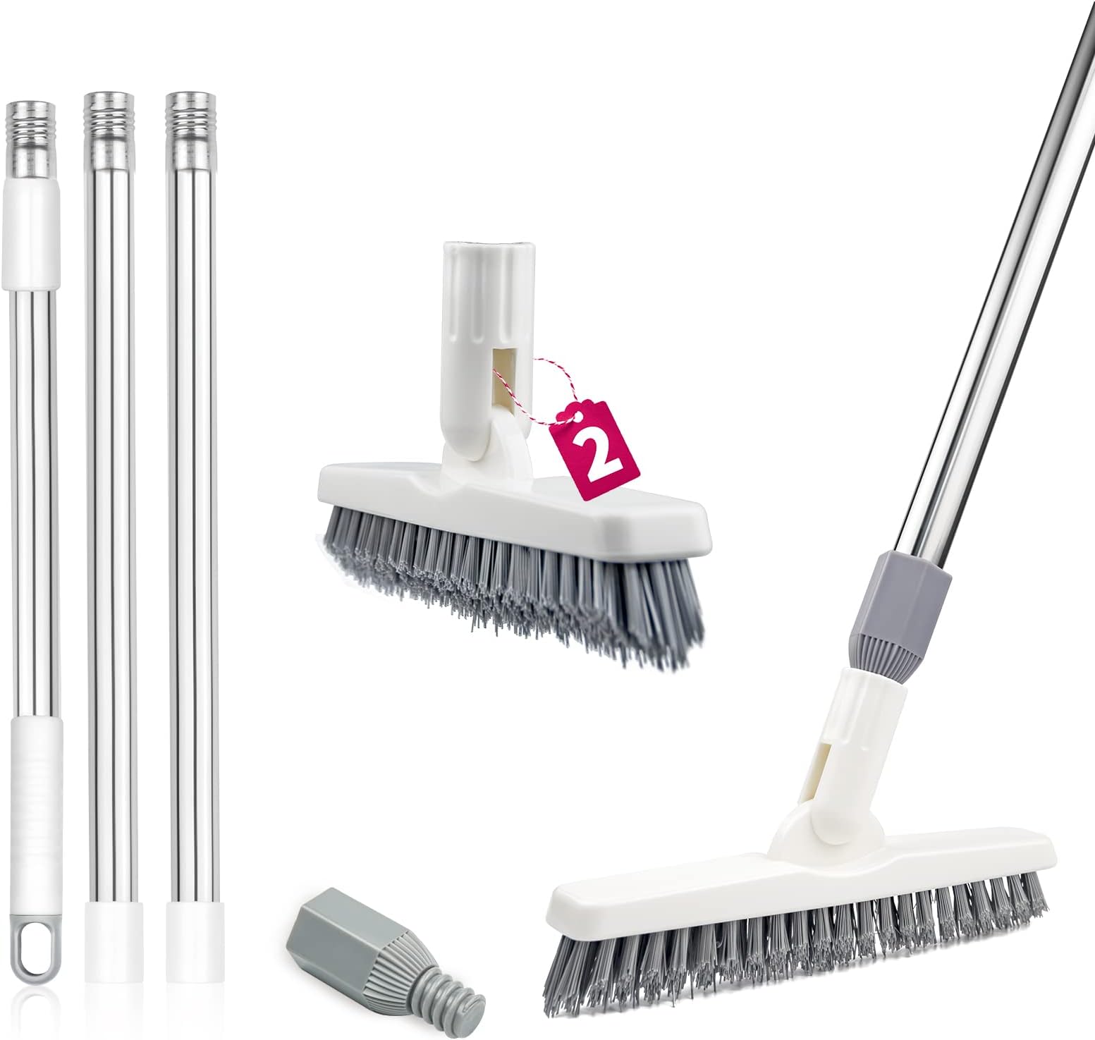 Amazon.com: ITTAHO 12" Wide Floor Scrub Brush and Grout Brush Set with ...