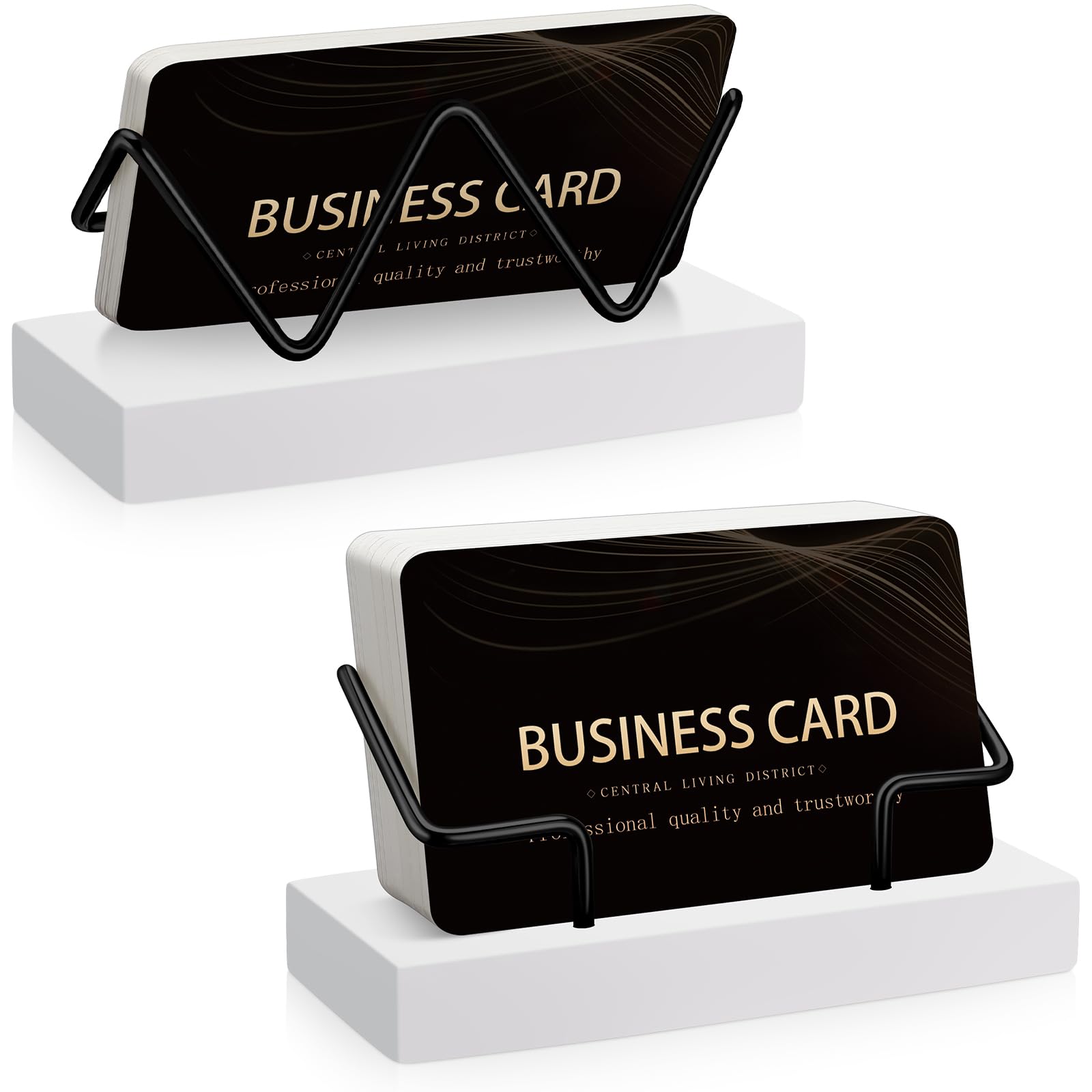 Amazon.com : Amyhill 2 Pieces Wood Business Card Holder for Desk Wooden ...