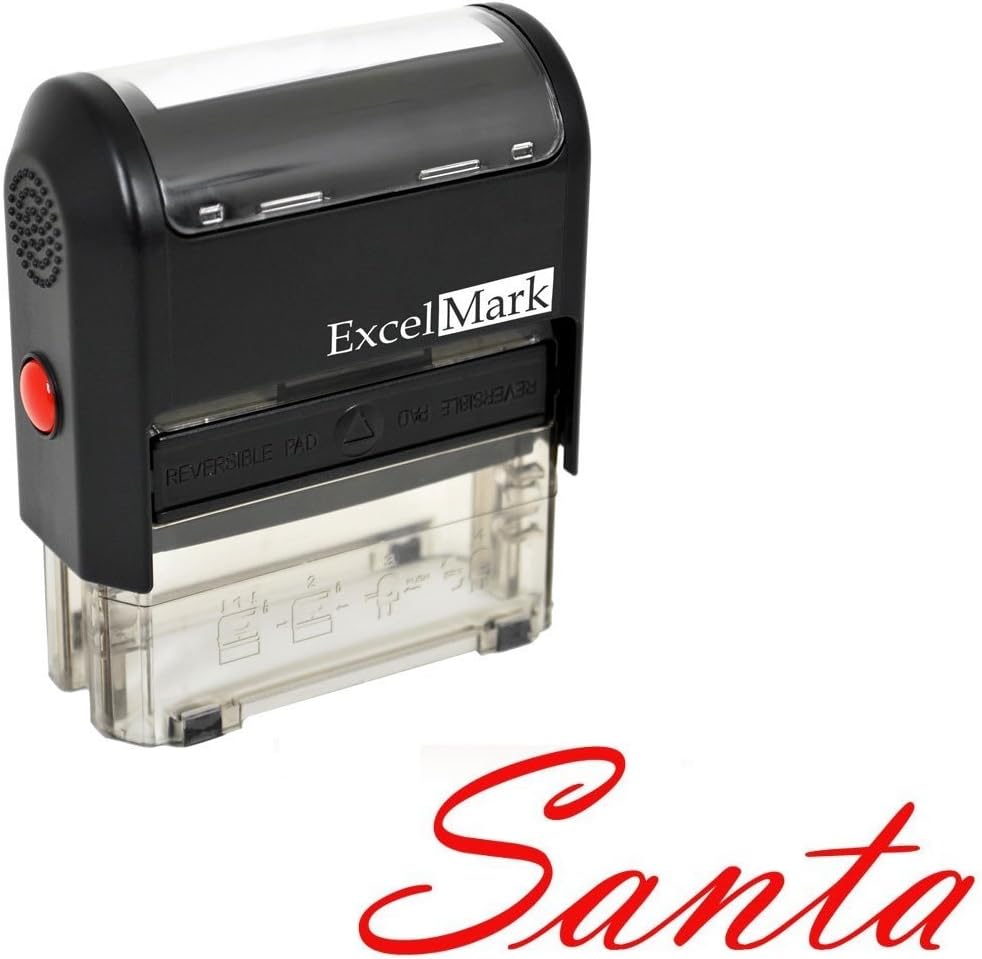 Amazon.com : ExcelMark Santa's Signature Rubber Stamp - A1539 - Red Ink ...
