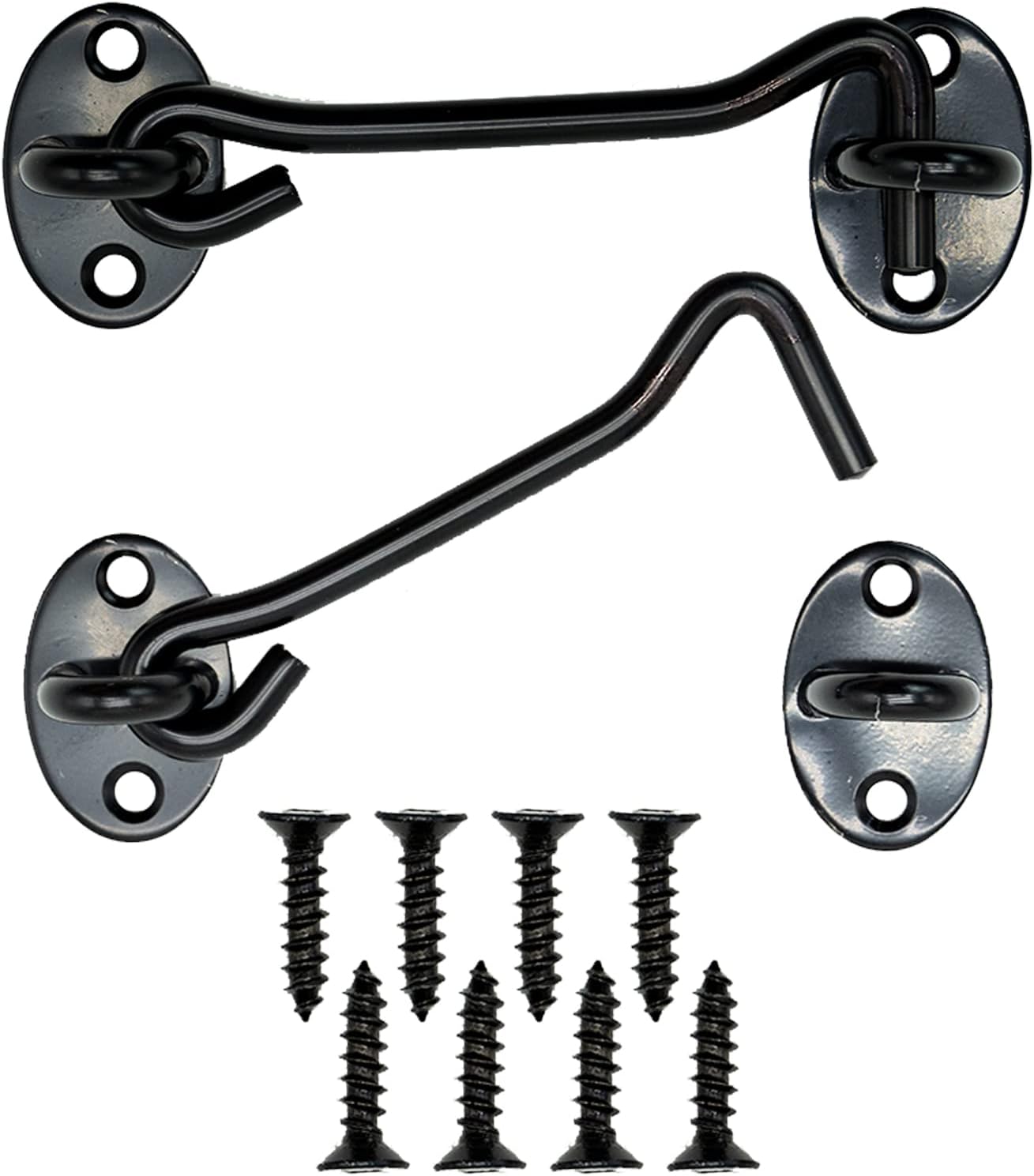 Hook and Eye Latch Black 4 Inch Cabin Hooks and Eye 2Pcs Metal Door ...