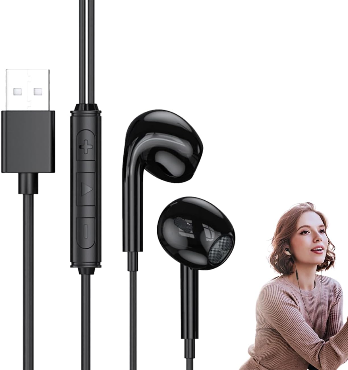MAIXIANGGUOJI USB Earphones for PC, Headset with Microphone Headphones ...
